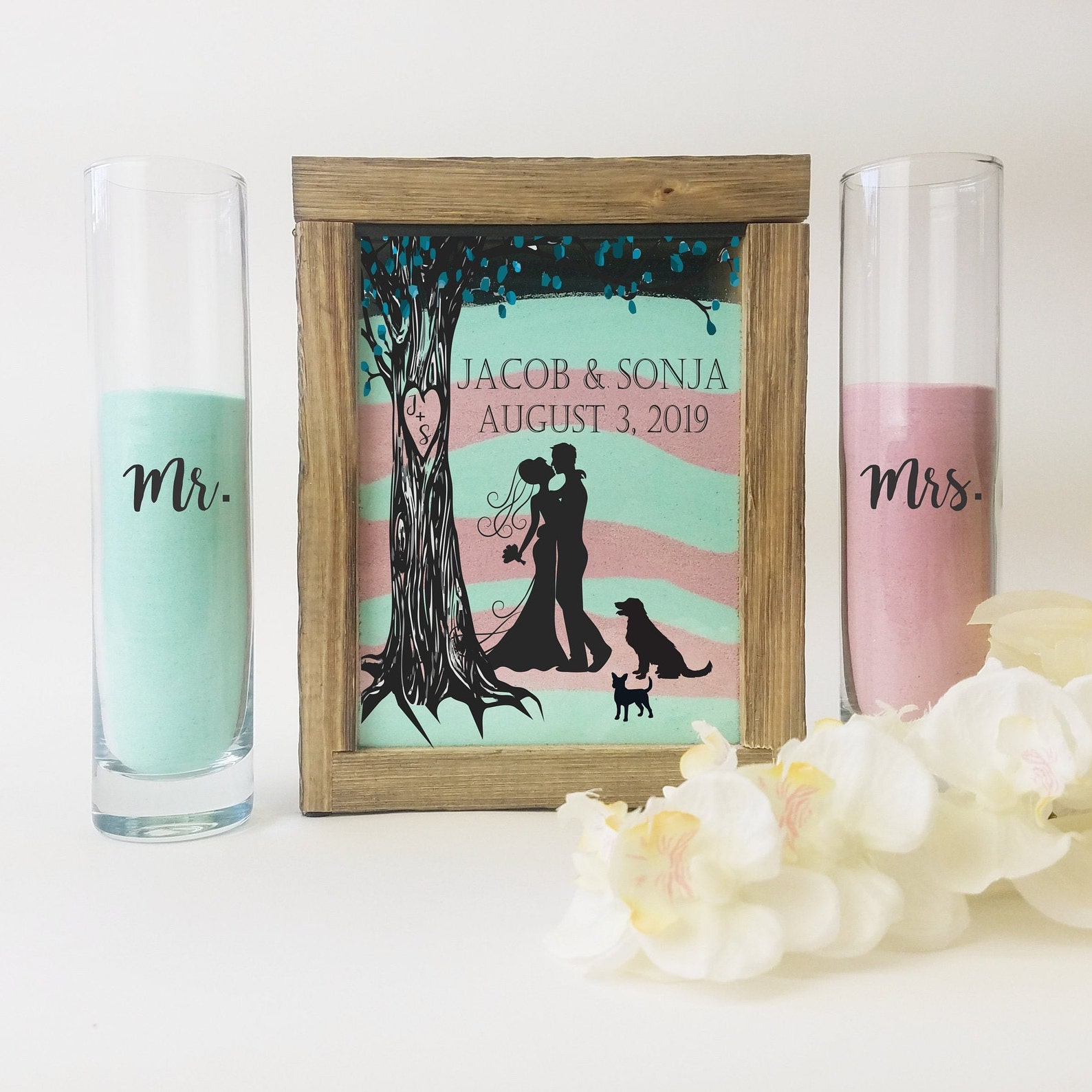 Rustic Unity Sand Ceremony Set Shadow Box With Bride and Groom - Etsy