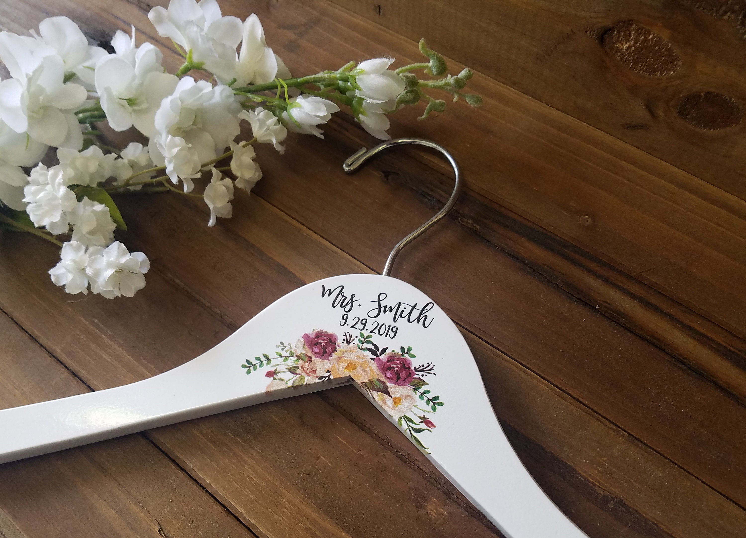Personalized Wedding Dress Hangers for Bride, Bridesmaids and Flower ...