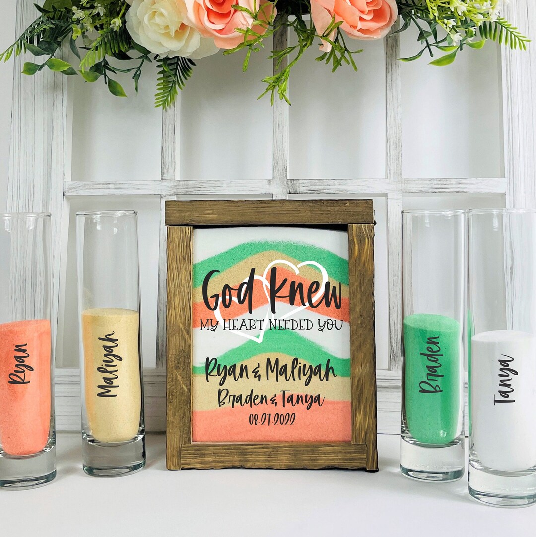 Blended Family Unity Sand Ceremony Set for Wedding, Rustic Shadow Box ...