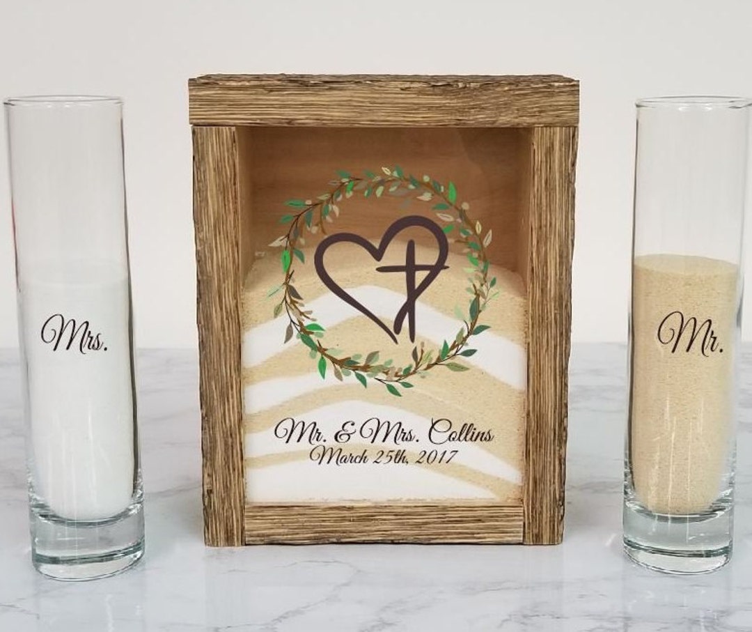 Rustic Unity Sand Ceremony Set Shadow Box, Unity Candle Alternative for ...