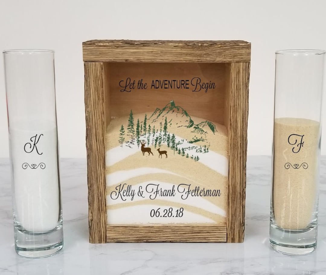 Rustic Unity Sand Ceremony Set Shadow Box, Unity Candle Alternative for ...