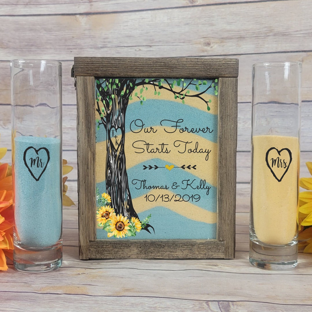 Rustic Unity Sand Ceremony Set Shadow Box for Fall or Sunflower Wedding ...
