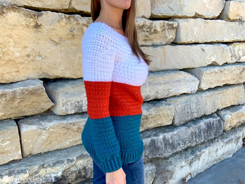 Color Block Sweater CROCHET PATTERN | Etsy