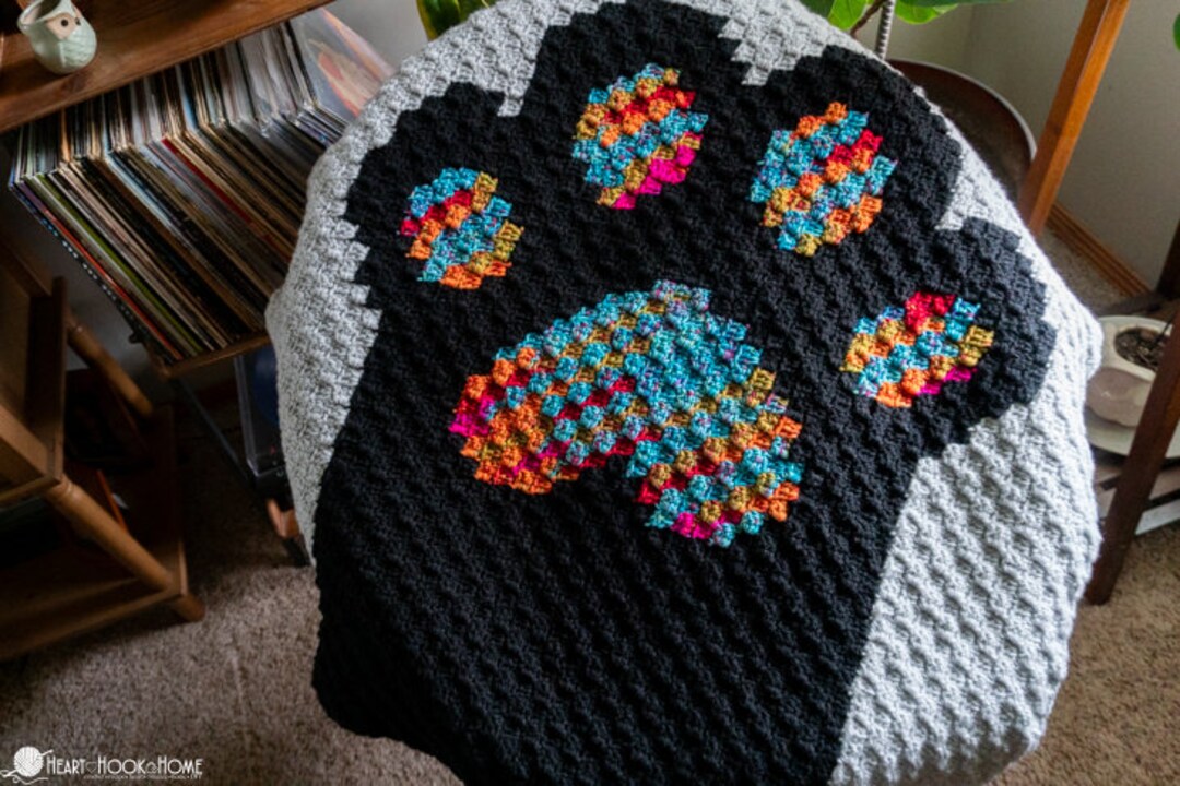 C2C Cat Paw Crochet Blanket Pattern (PDF) - Etsy