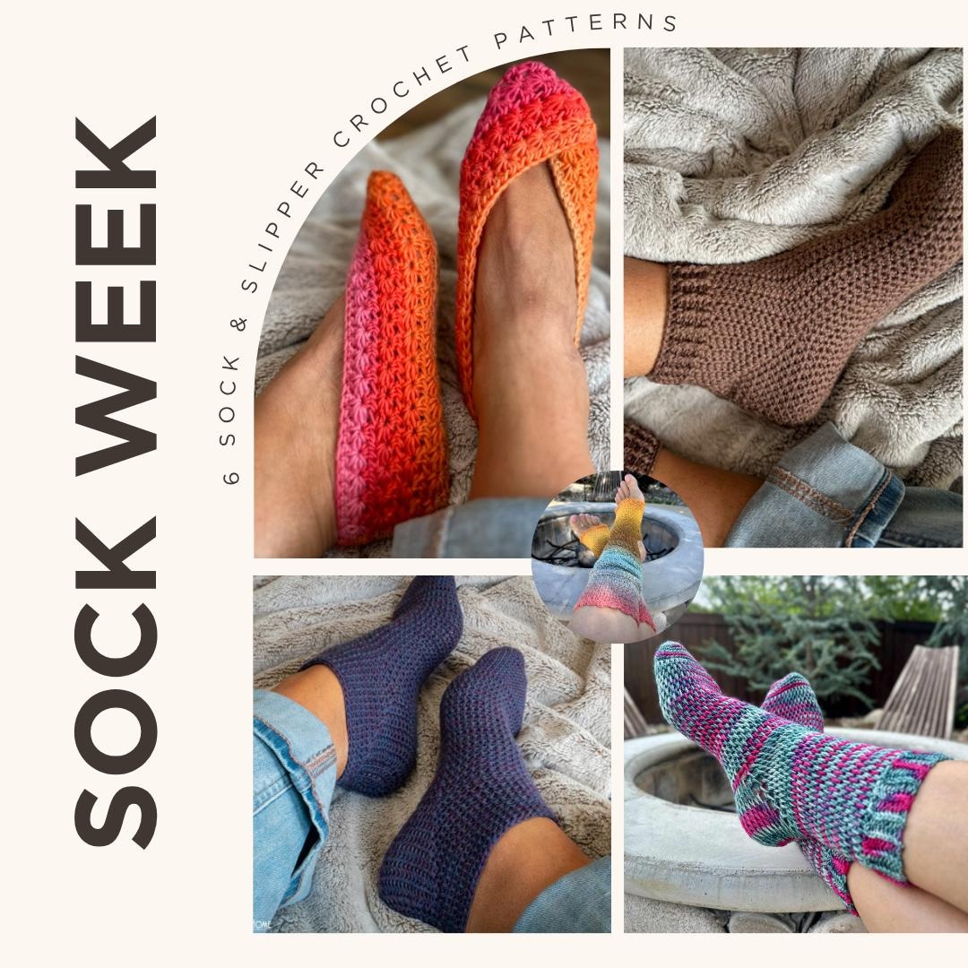 Sock Week Crochet Patterns: 6 Designs, Multiple Sizes (PDF Pattern - Etsy