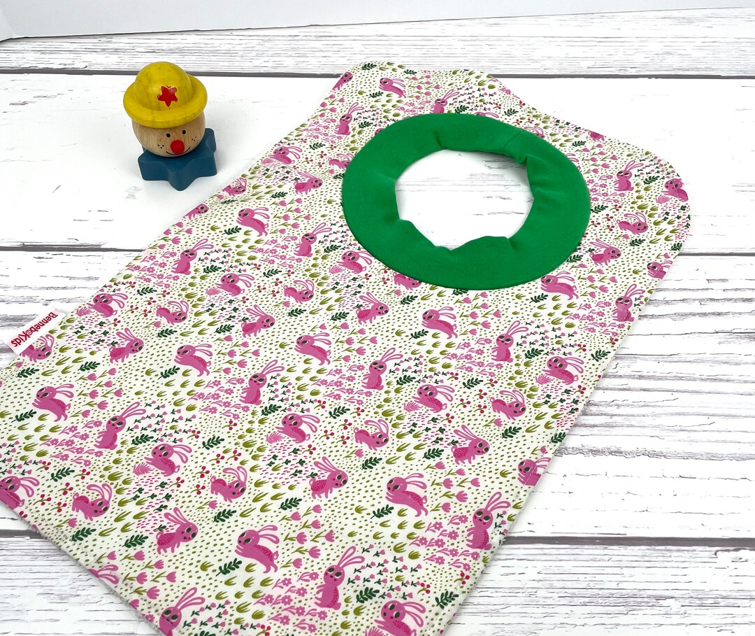 Bunny Pullover Bib - Girls Pink Bib - Over the Head Toddler Bib ...