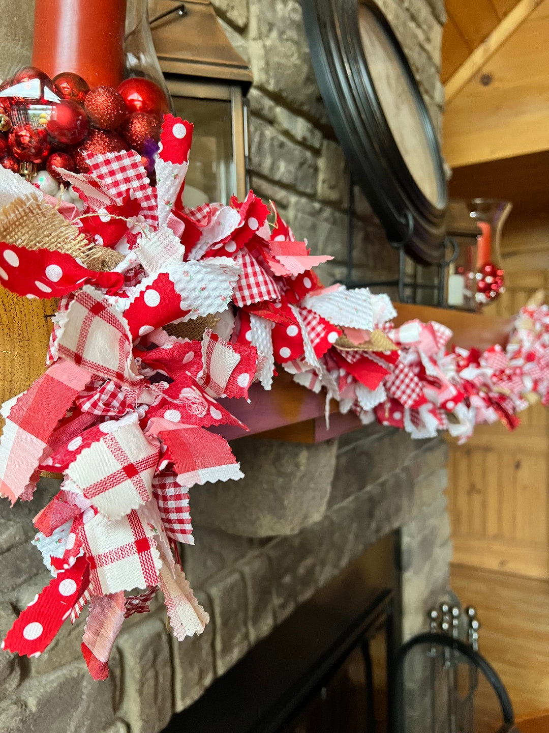 Valentine Farmhouse Rag Garland Handmade Garland Valentines Day Garland ...