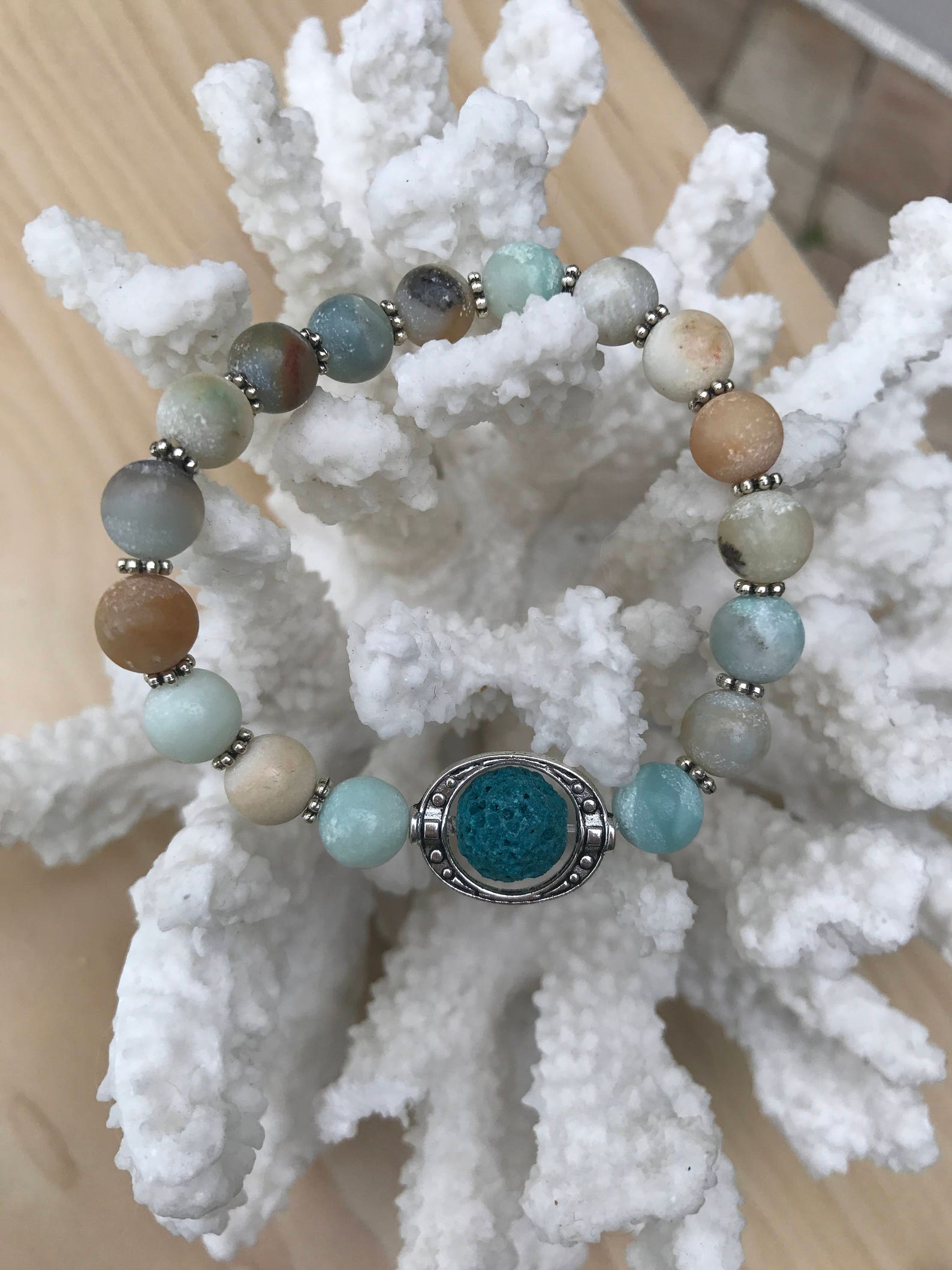 Essential Oil Diffuser Bracelet Amazonite Aromatherapy Lava Rock ...