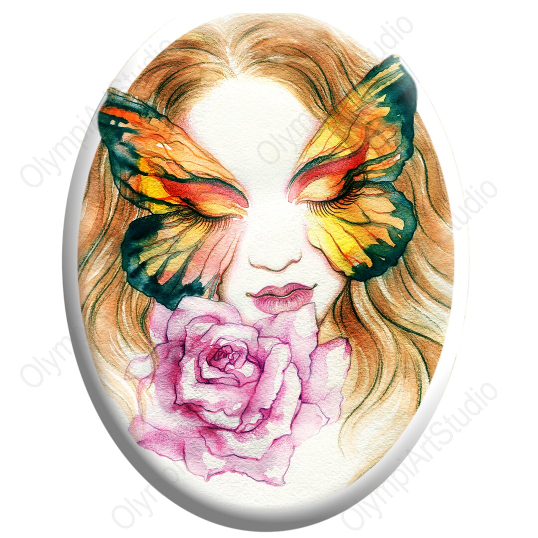 Olympiart Studio Cabochon, 40x30mm, Oval, Lady Butterfly - Etsy