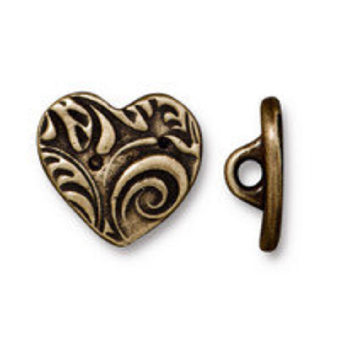 Tierra Cast Buttons, Heart, Armor Button, Antiqued Brass, 1/pk - Etsy