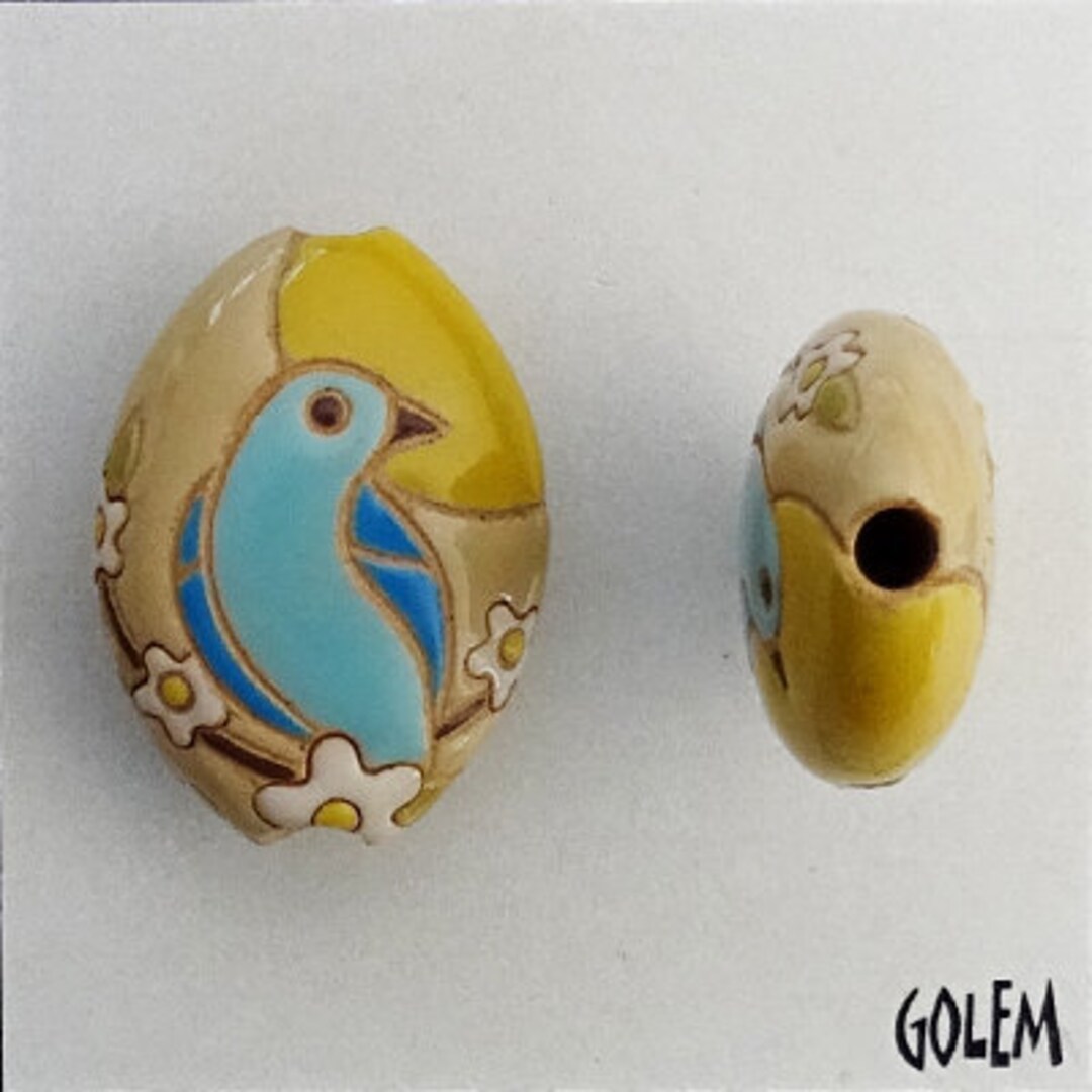 Golem, Pendant, Almond Shape Beads, Bluebird Sunrise, 1/pk - Etsy