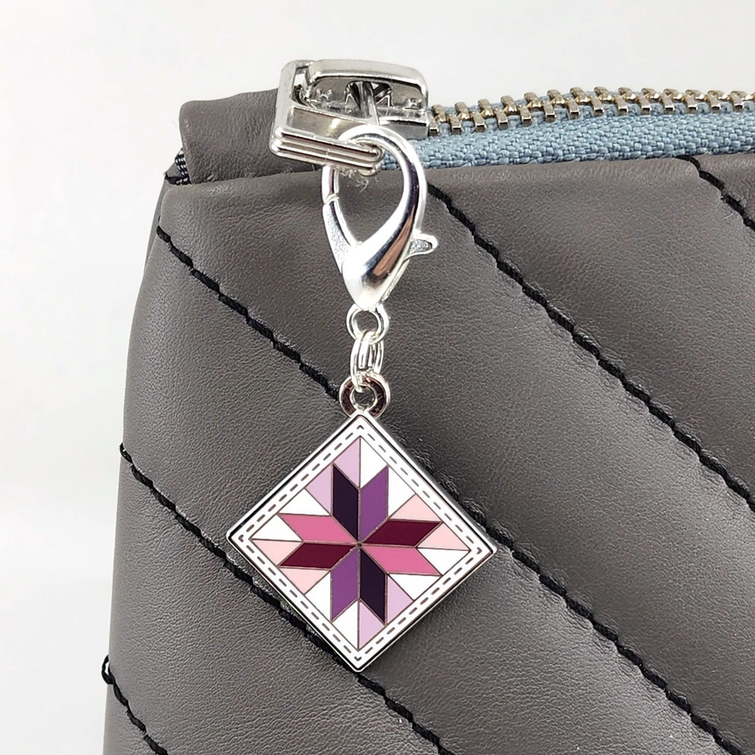 Lemonye Star Quilt Block Orchid Zipper Pull | Hard Enamel Charm Jewelry ...
