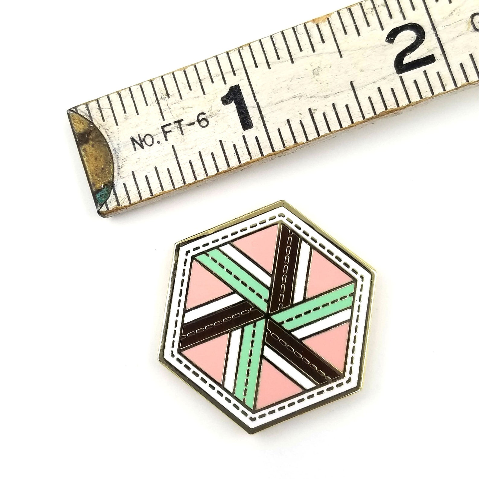 Hexagon Windmill Quilt Block Pin | Neapolitan | Hard Enamel | Lapel Pin ...