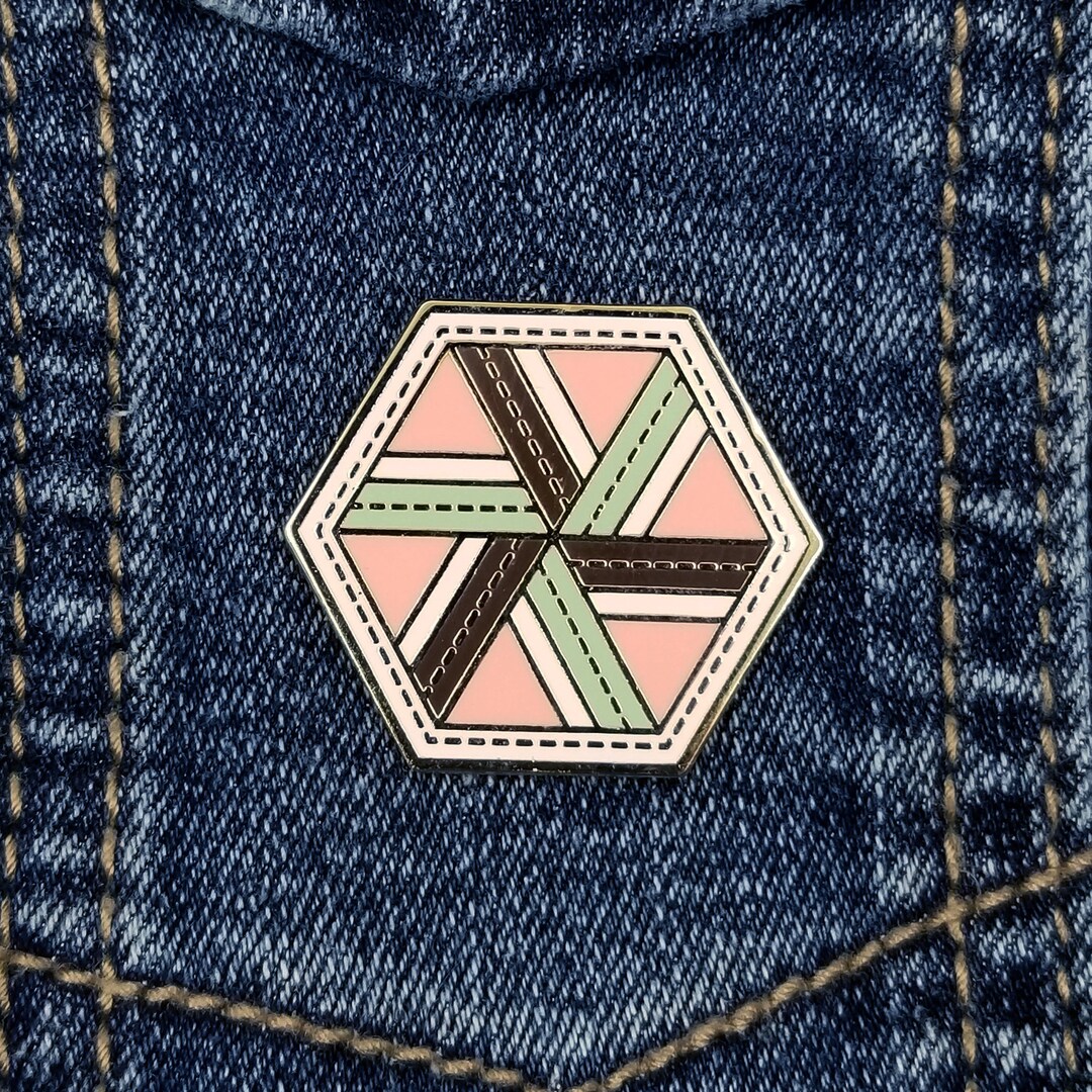 Hexagon Windmill Quilt Block Pin | Neapolitan | Hard Enamel | Lapel Pin ...