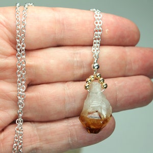 Citrine Silver Necklace, Citrine Crystal Necklace, Raw Citrine Stone ...