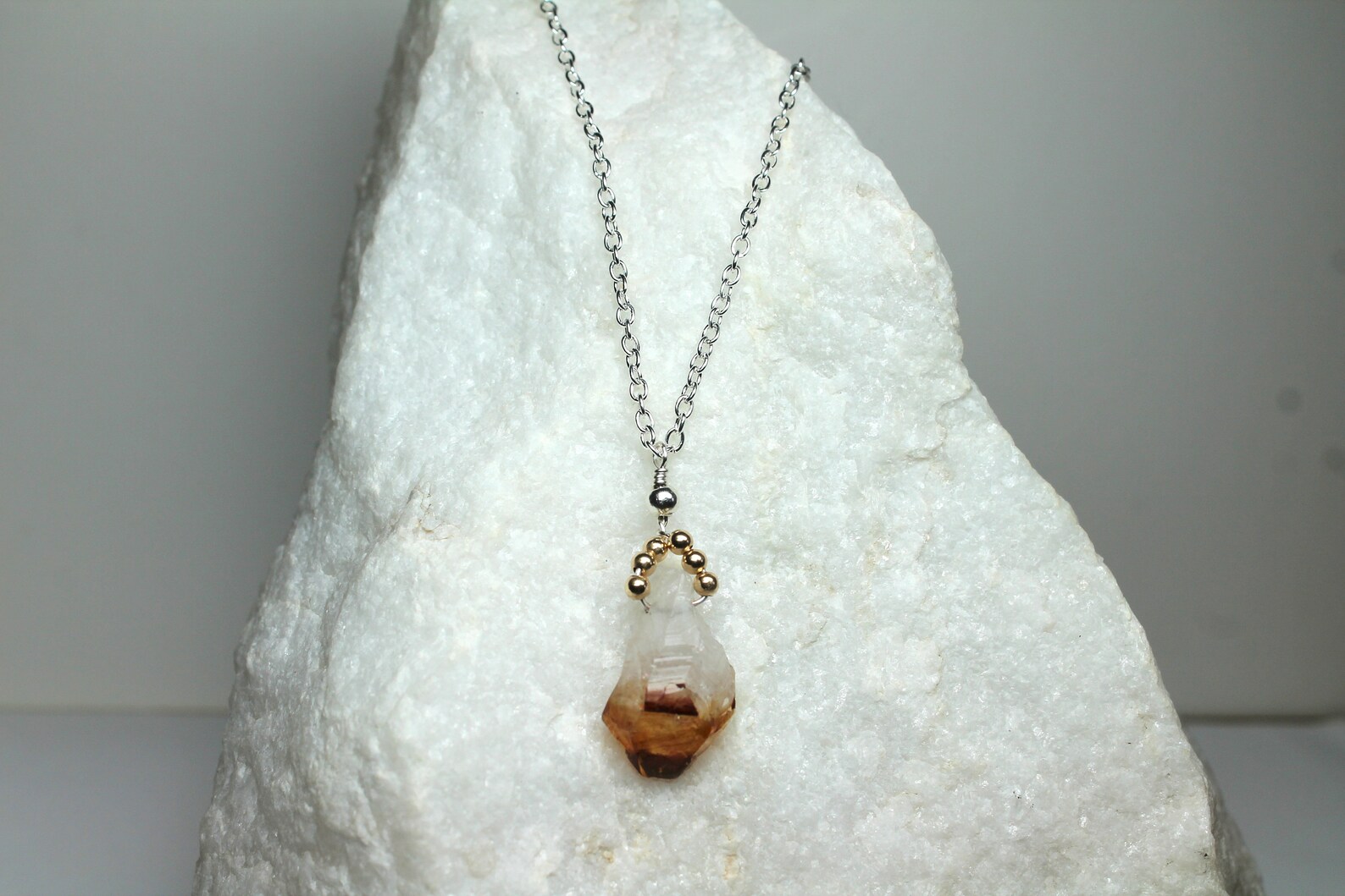Citrine Silver Necklace Citrine Crystal Necklace Raw Citrine - Etsy