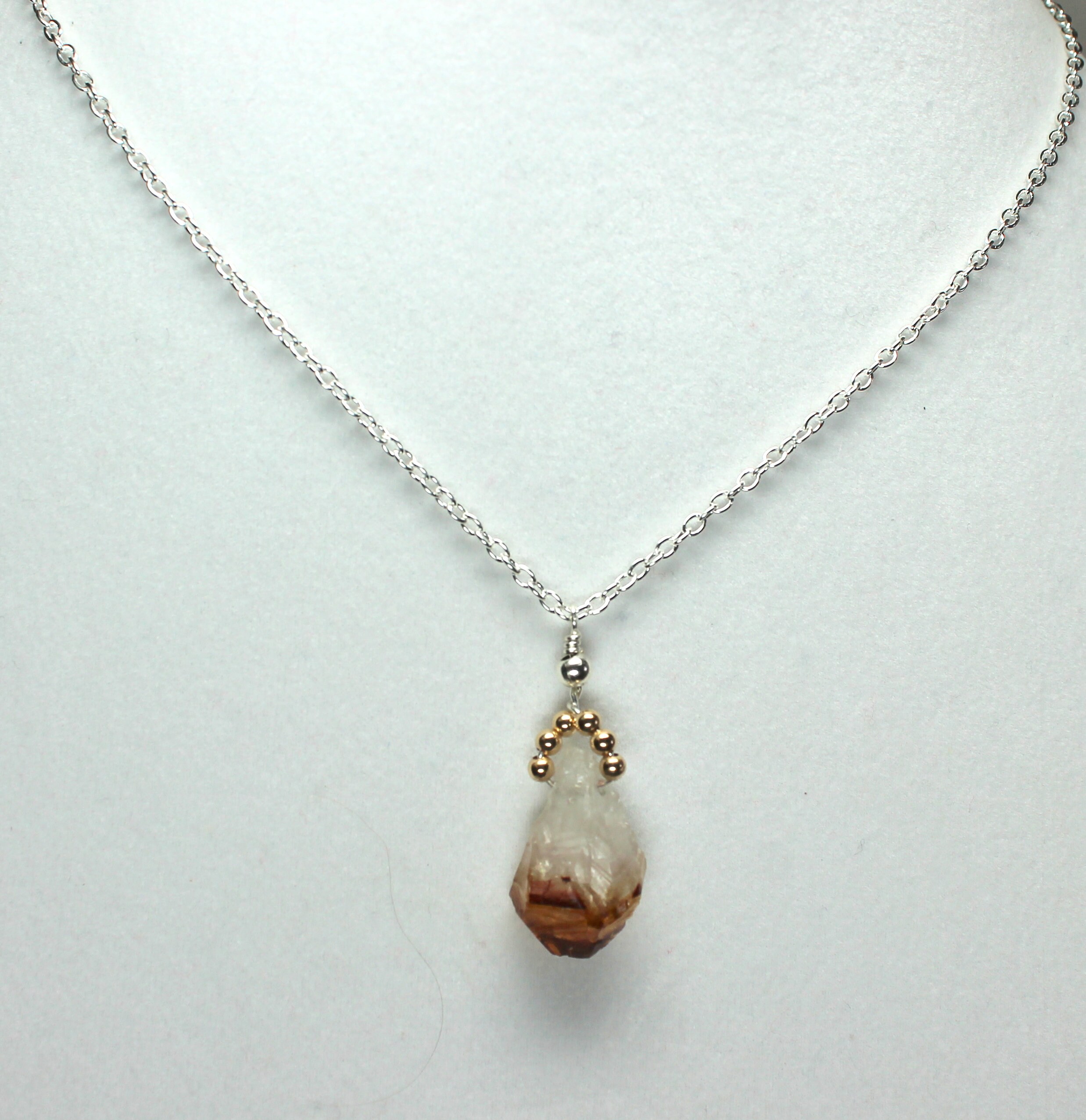 Citrine Silver Necklace, Citrine Crystal Necklace, Raw Citrine Stone ...
