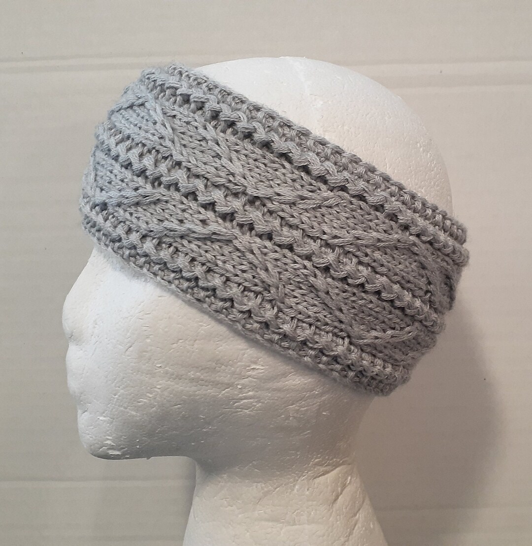 Knitted Headband Ear Warmer Head Wrap Woman Girl Silver Gray Cashmere ...