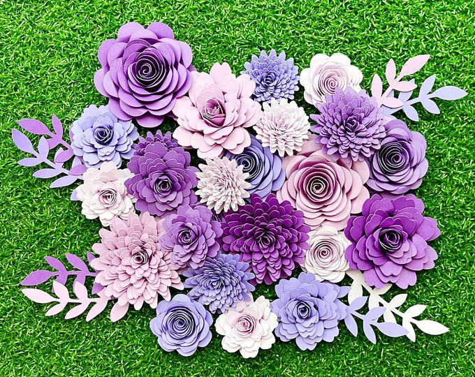 24 Piece Purple Rolled Paper Flowers Assortment - Etsy
