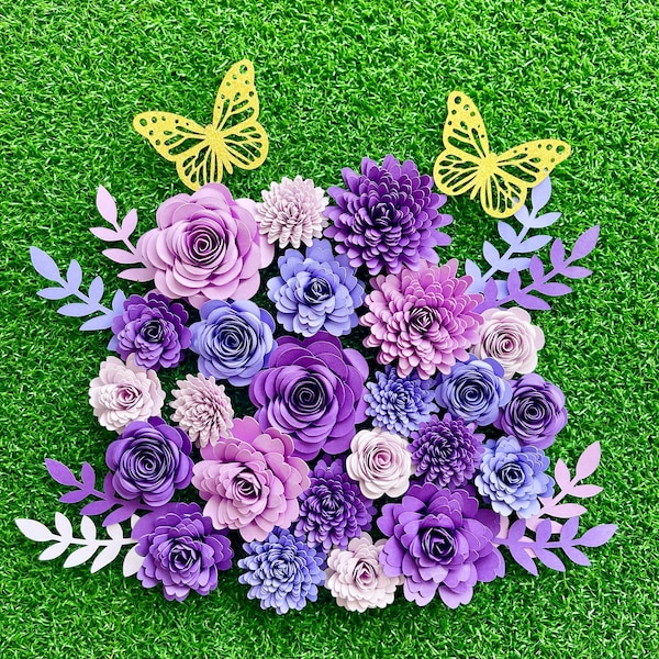 Purple Paper Flowers - Etsy