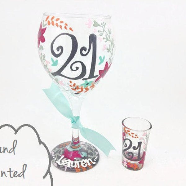 21st Birthday Wine Glass - Etsy