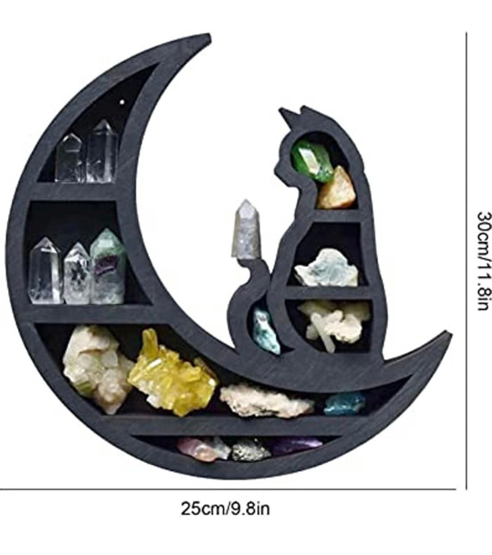 Wooden Cat With Moon Shelf crystal Shelf Witchy Shelf - Etsy