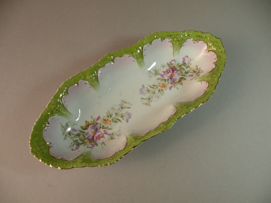 Peridot Porcelain Floral Serving Dish - Etsy