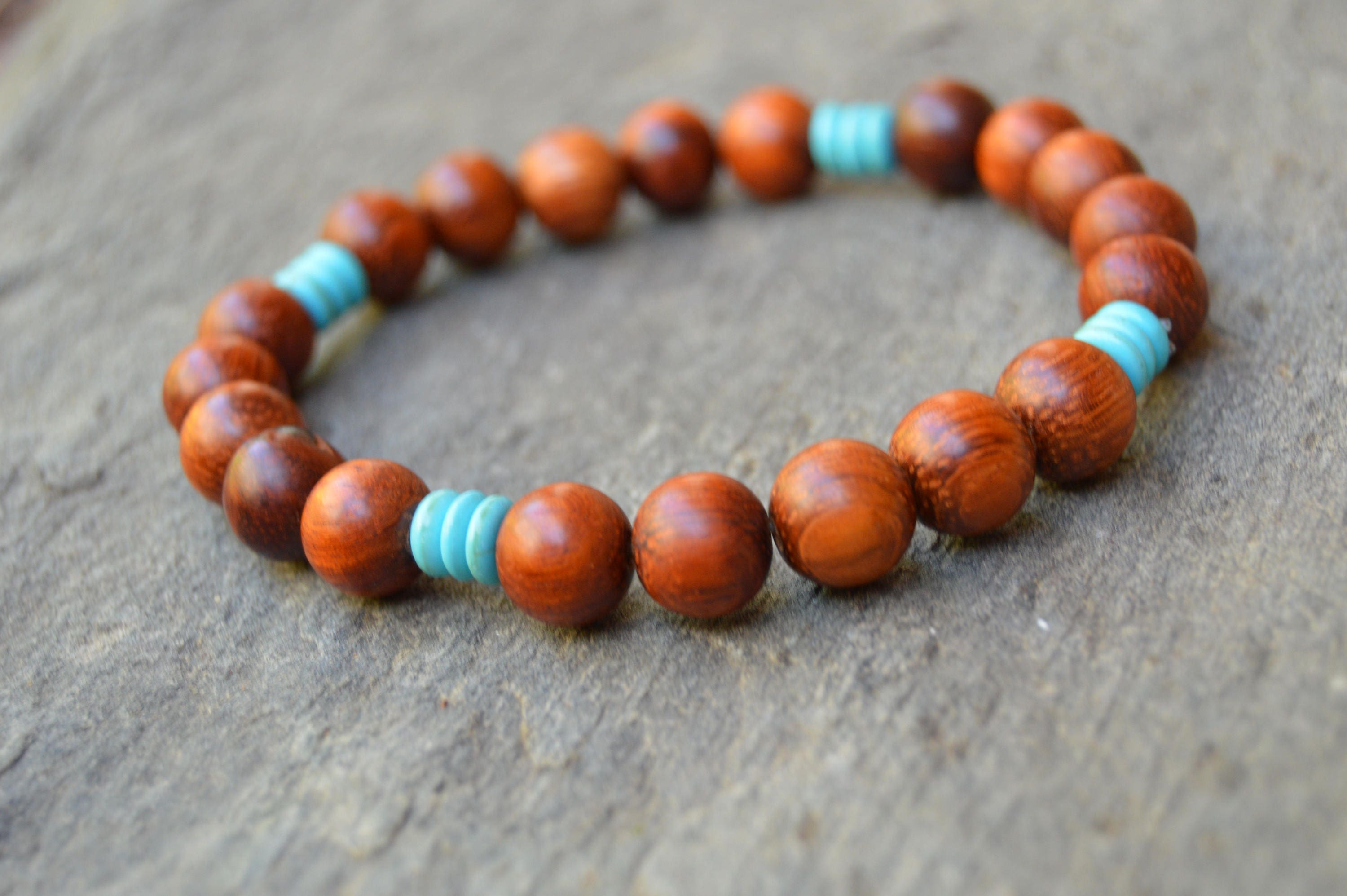 Bayong Wood and Turquoise Bracelet for Men and Women Stretch - Etsy