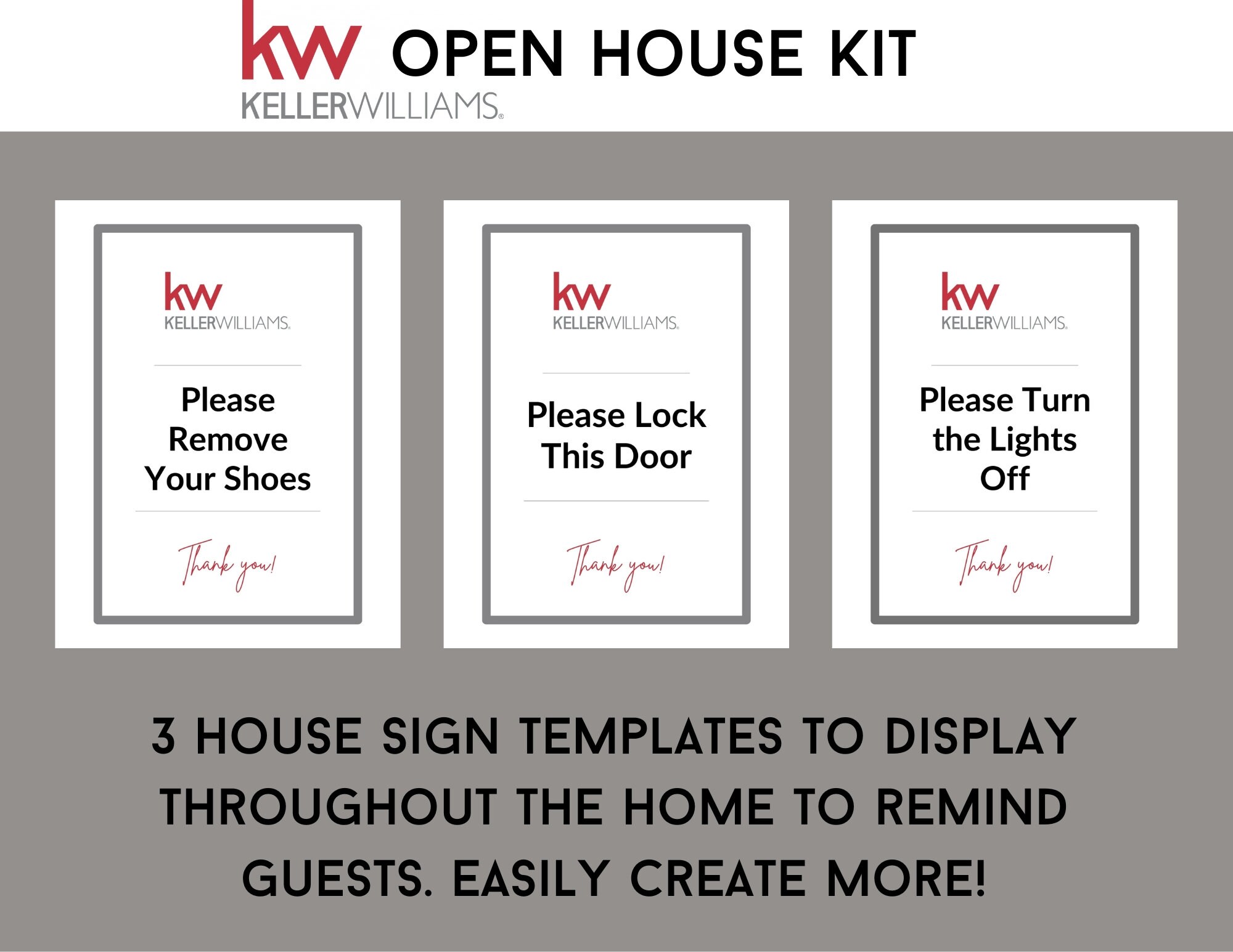 Keller Williams Branded Open House Kit Open House Real Estate Kit Open ...