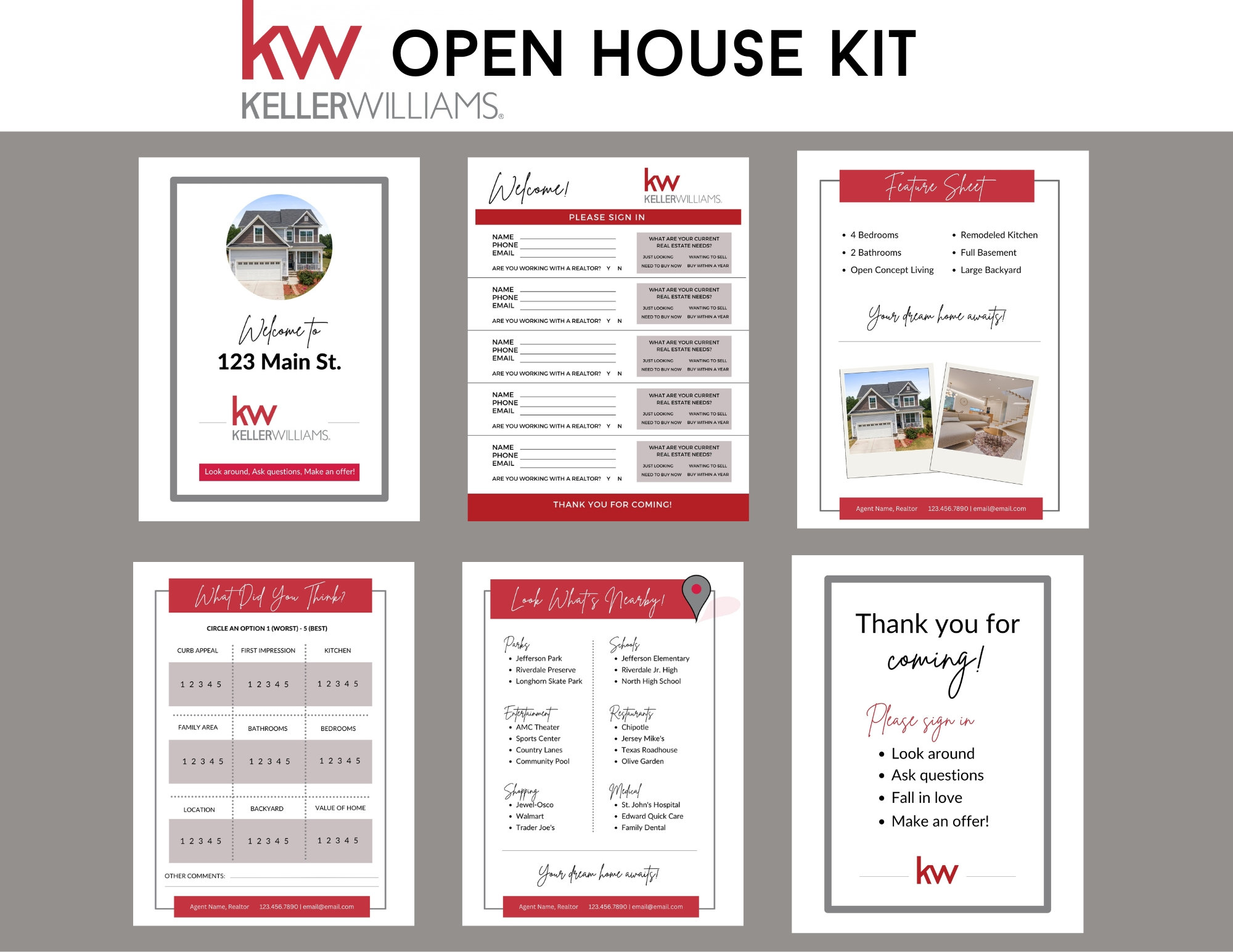 Keller Williams Branded Open House Kit Open House Real Estate Kit Open ...