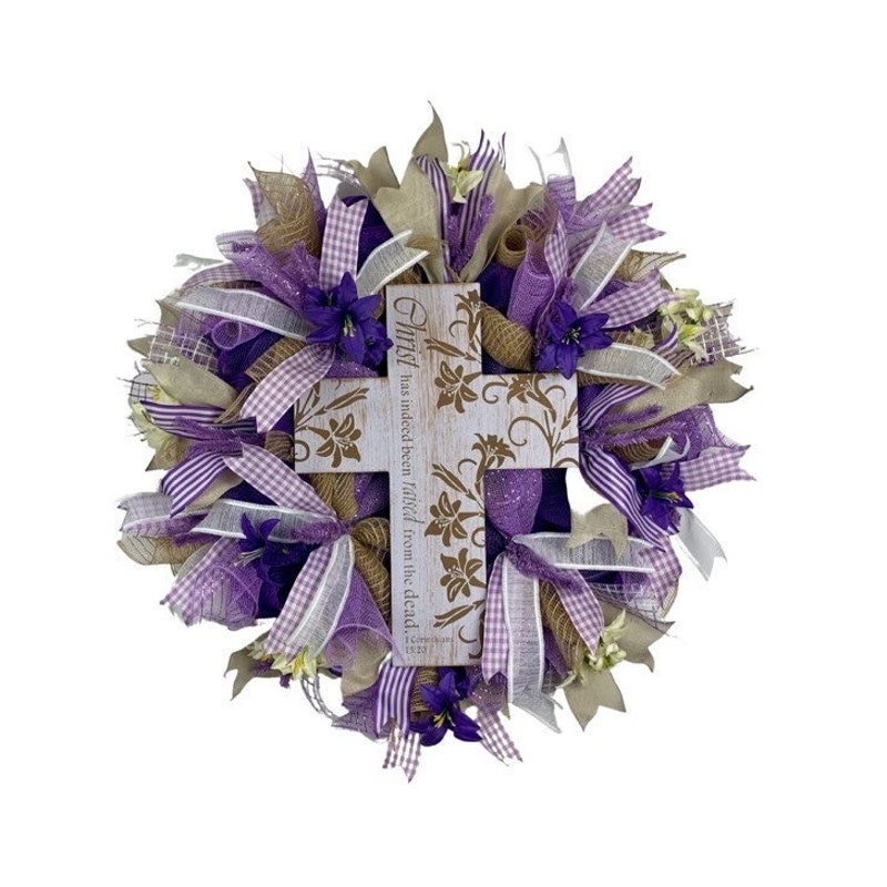 Deco Mesh Cross Wreath - Etsy