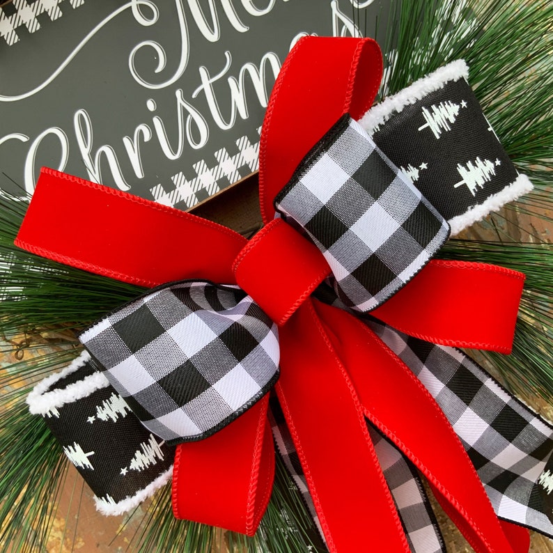 Black And White Buffalo Check Christmas Wreath Rustic Plaid Wreath