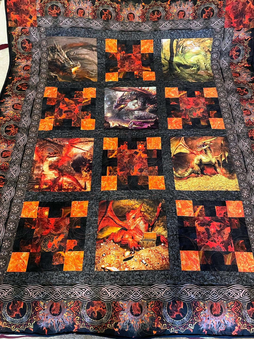 Fire Dragon Throw Quilt - Etsy