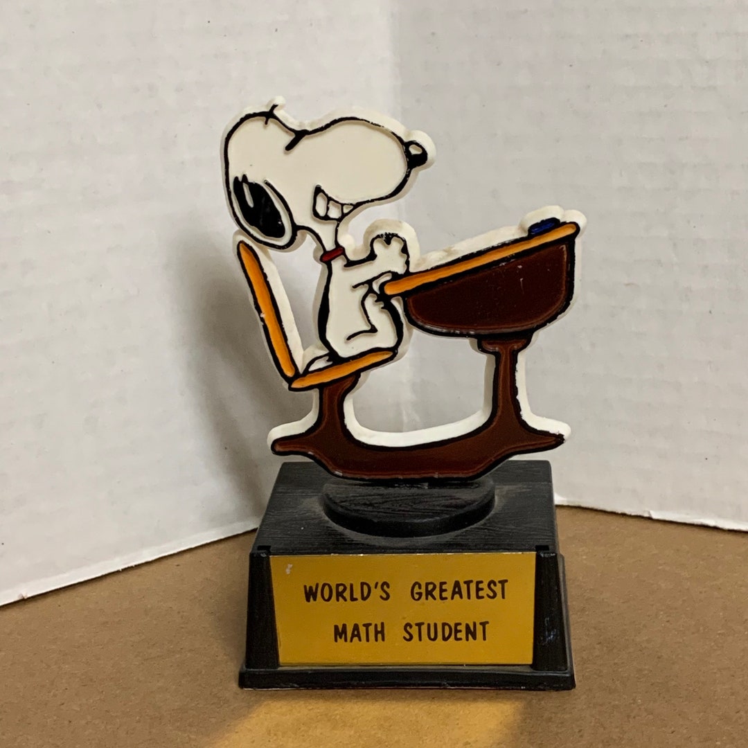 Vintage 70s Aviva Snoopy Worlds Greatest Math Student Figurine Peanuts ...