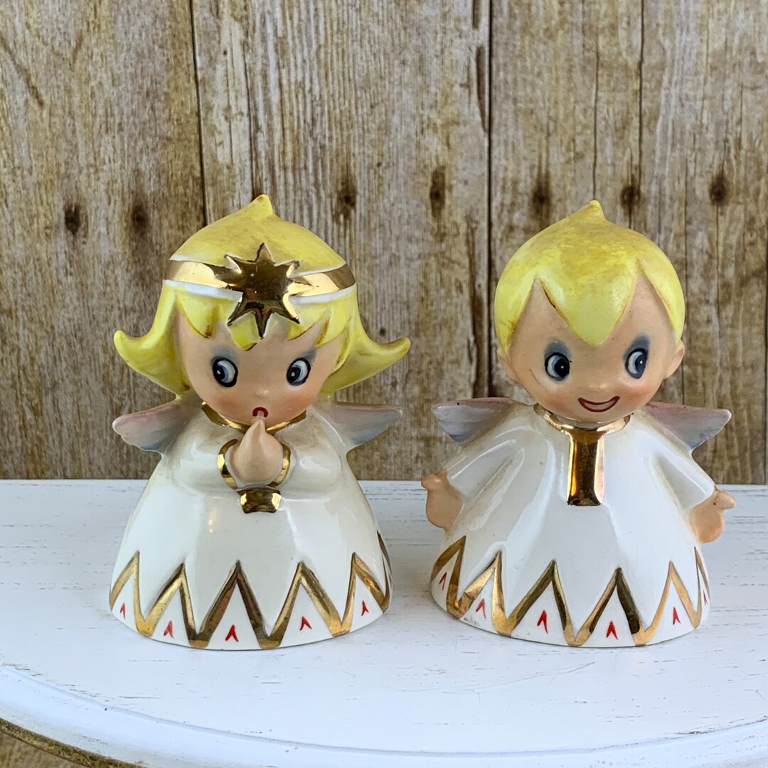 Lefton Christmas Angel Girl Boy Candle Holder MCM 2559 Vintage - Etsy