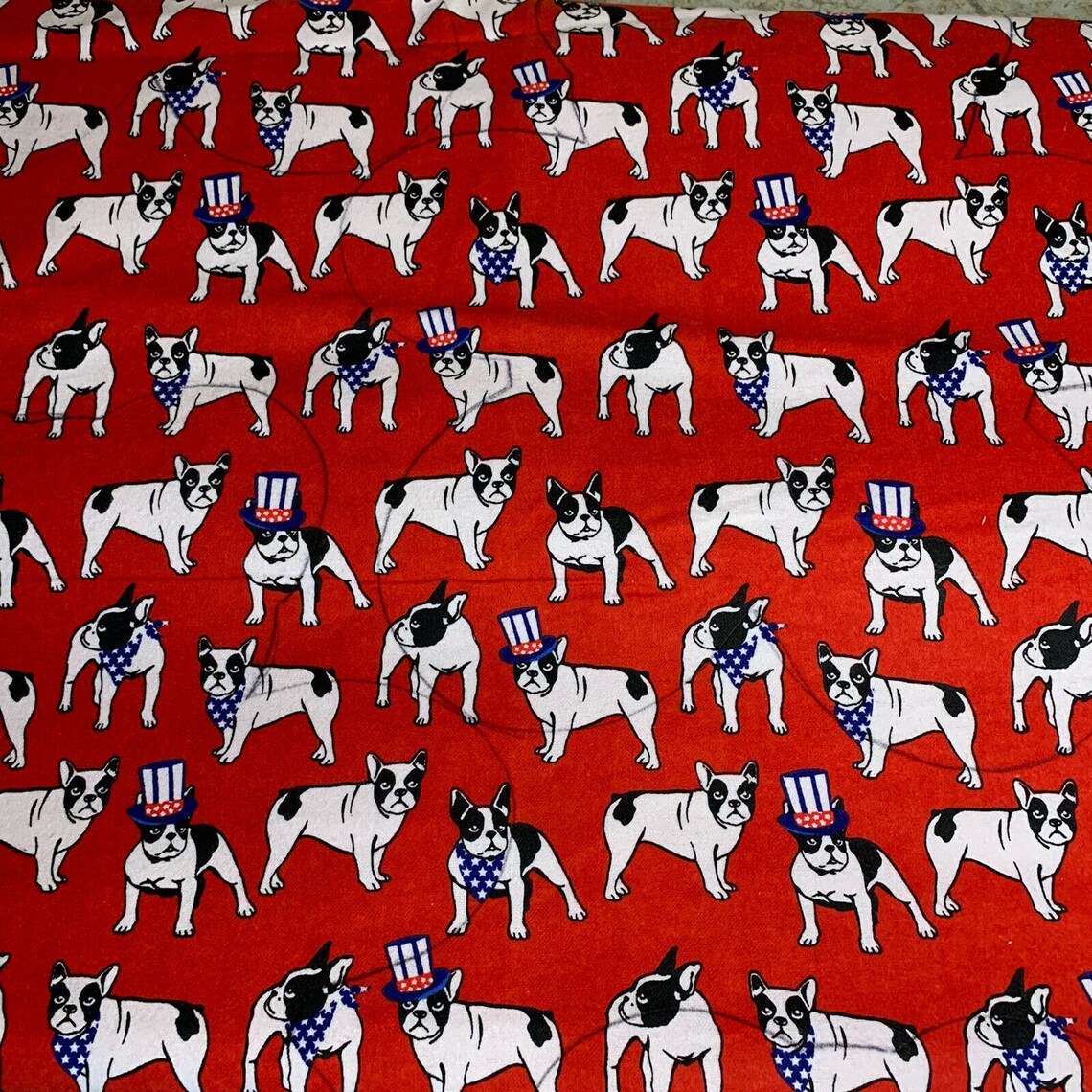 Fabric Yardage Bulldog Patriotic FLAW Red Flannel Prewashed 120x21 - Etsy