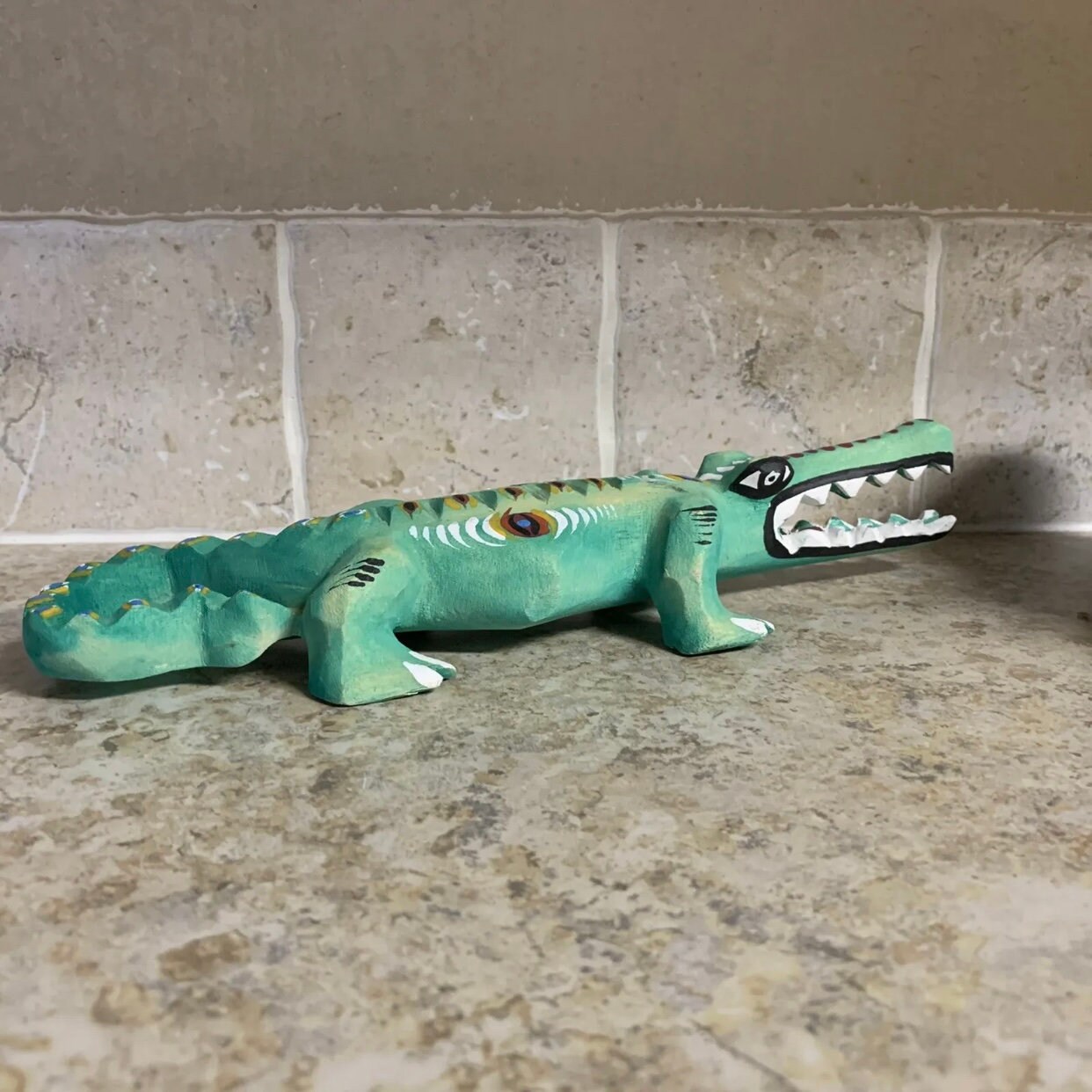 Alligator Figurine Wood Folk Art Hand Painted - Etsy