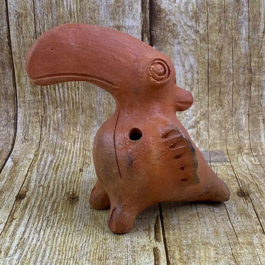 Ocarina Whistle Clay Pottery Toucan Bird Figurine Red Clay - Etsy
