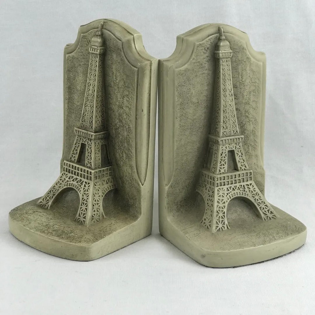 Bookends Eiffel Tower Paris TMS Beige Resin FLAW France - Etsy