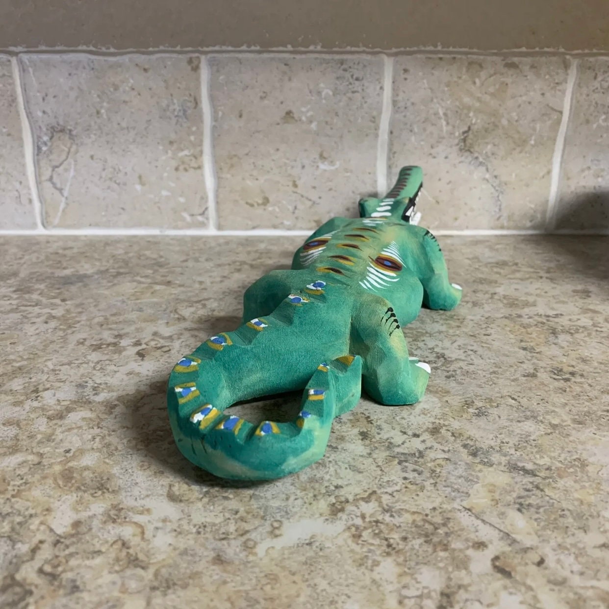 Alligator Figurine Wood Folk Art Hand Painted - Etsy