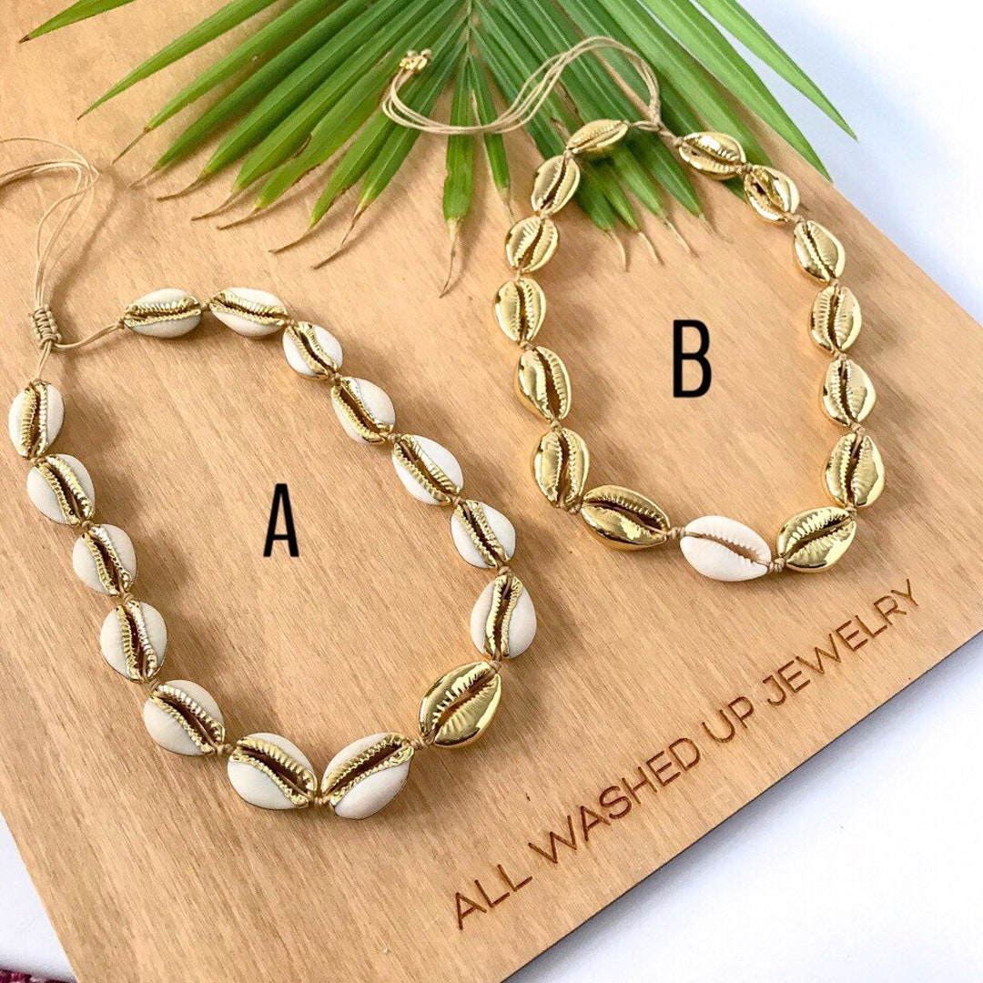 New! // Adjustable Woven Gold Cowry Shell Choker - Etsy