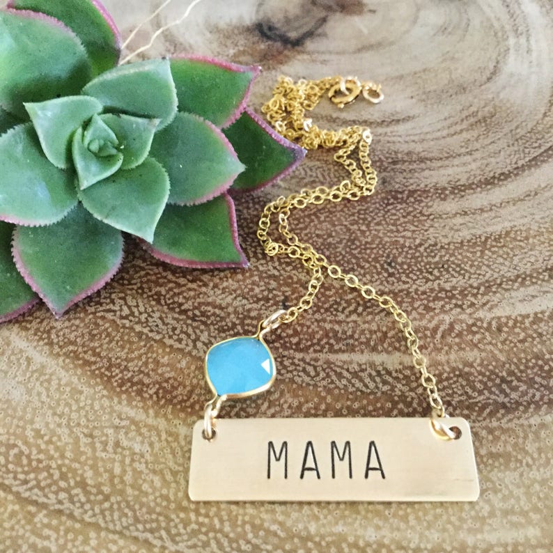 New // Mama Stamped Gold Fill Bar Necklace Customizable - Etsy