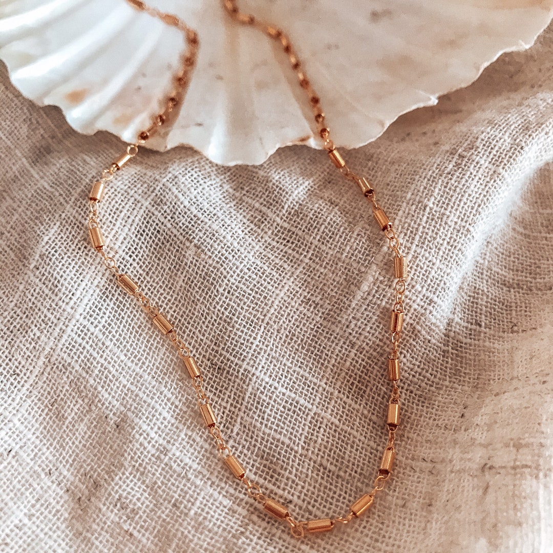 New! // 14kt Gold Filled Barrel Chain Necklace - Etsy