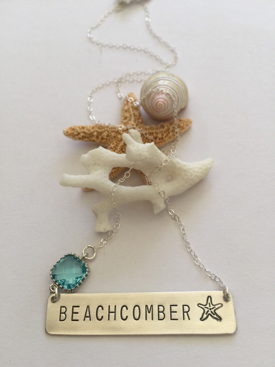 Beachcomber Bar Necklace Starfish Beach Shells Mermaid Boho Outer Banks ...