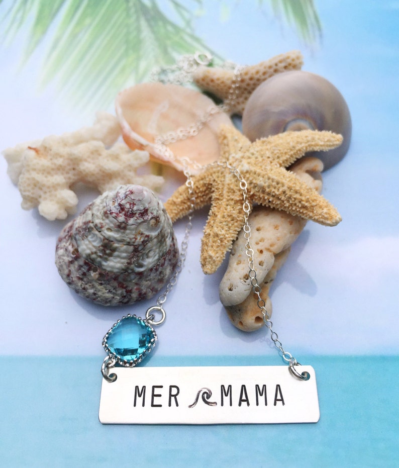 Mermama Sterling Silver Mermaid Bar Necklace Mer Mama - Etsy
