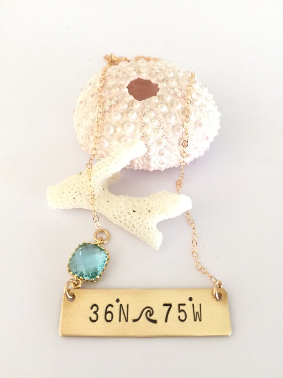 Outer Banks OBX Gold Fill Coordinates Bar Nameplate Layering Necklace ...