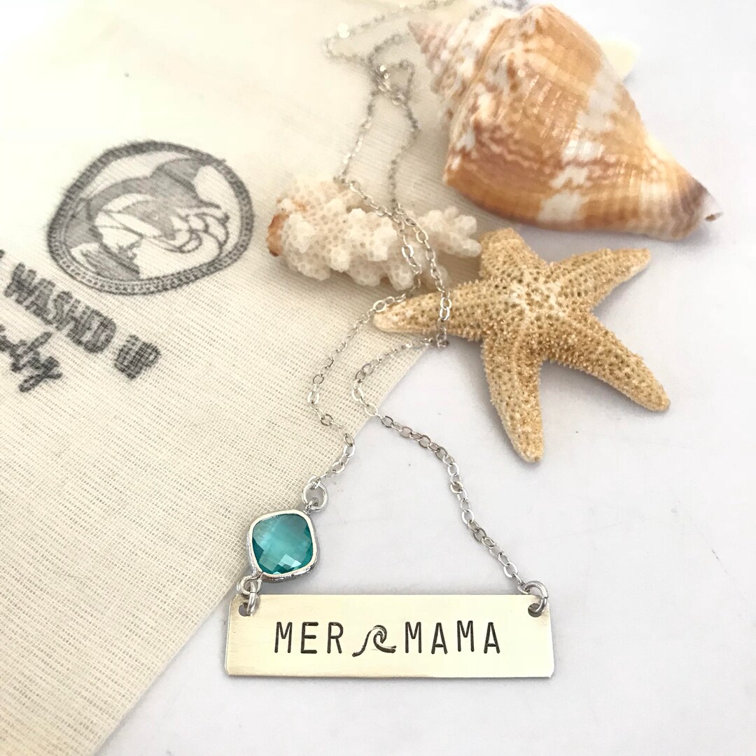 Mermama Sterling Silver Mermaid Bar Necklace Mer Mama - Etsy