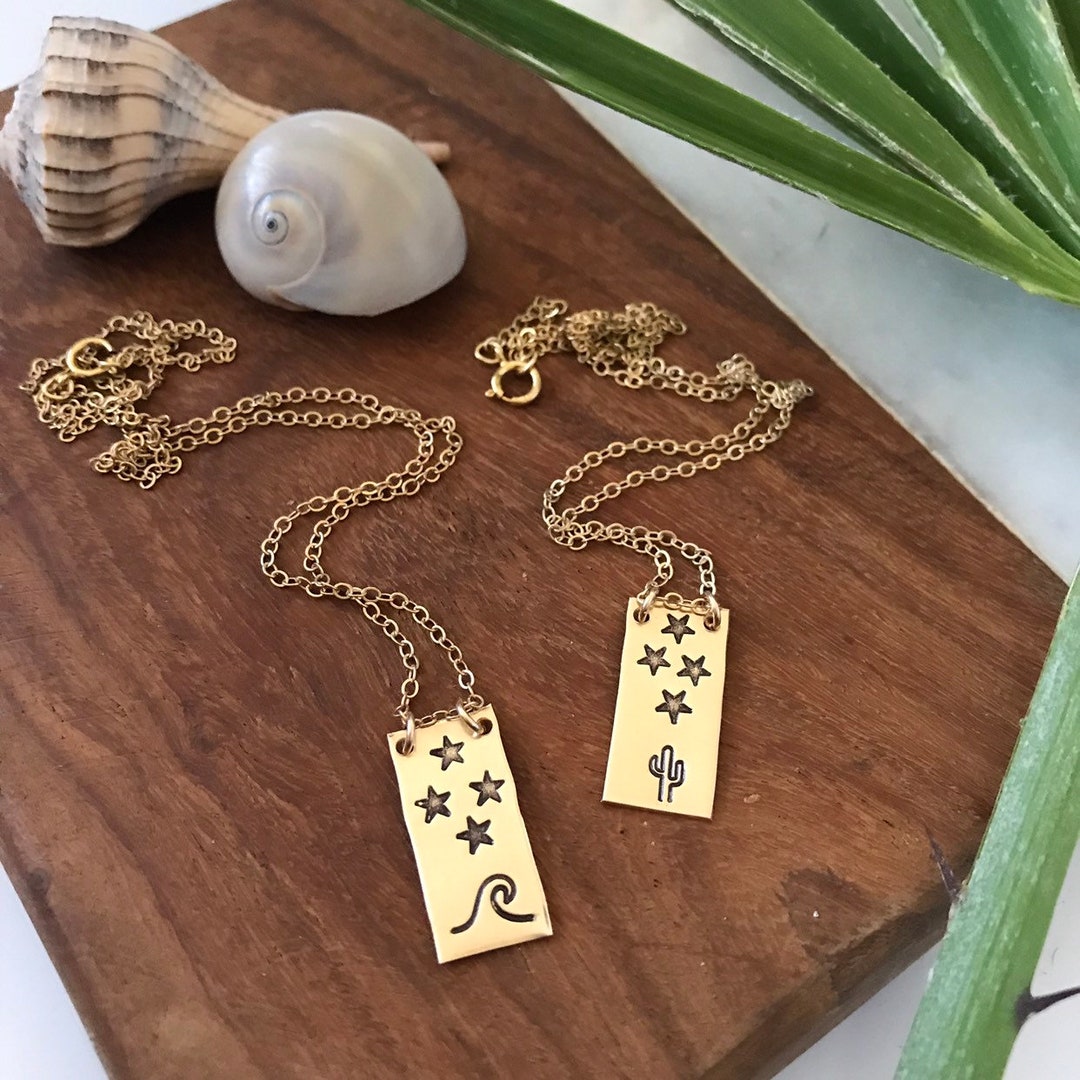 New! // Starry Night Gold Filled Tag Necklace - Etsy