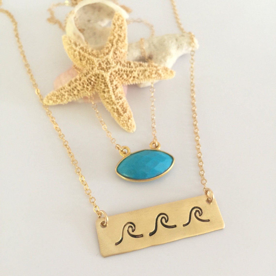 Wave Bar Necklace Stamped Ocean Necklace Sea Mermaid Beach Wedding ...