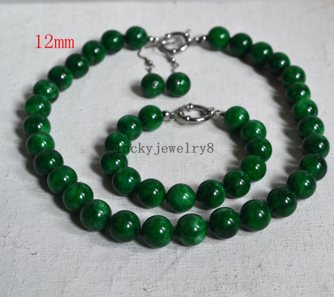 Jade Set,dark Green Jade Set,dark Green Jade Necklace,dark Green Jade ...